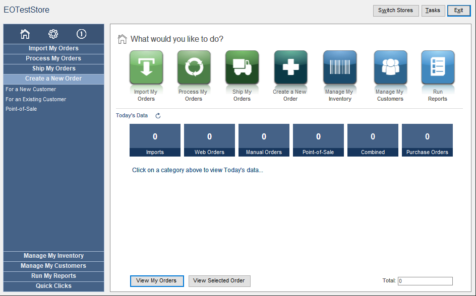 Main Menu - Stone Edge Order Manager