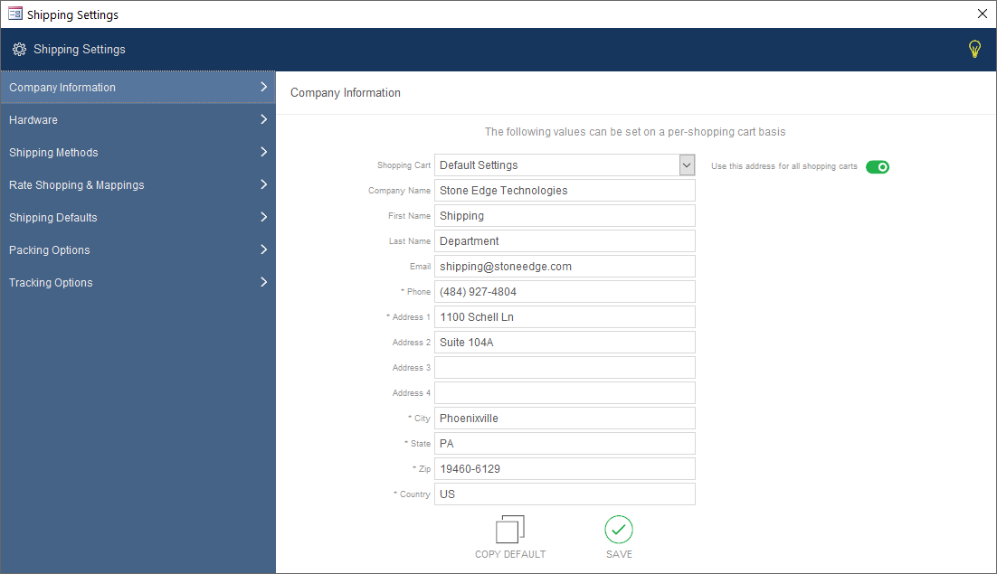 Shipping Setup - Stone Edge Order Manager