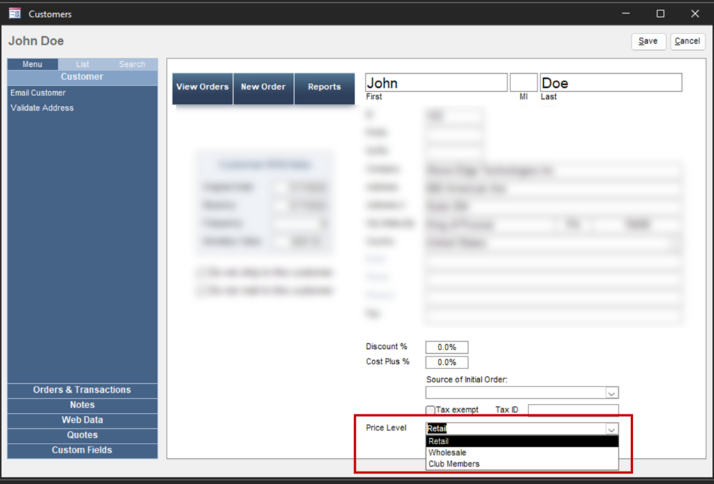 Multi-Level Pricing - Stone Edge Order Manager