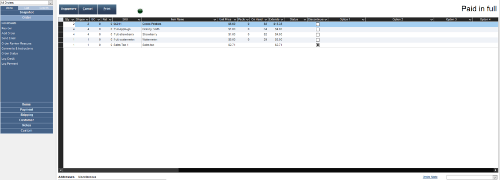 View & Process My Orders Screen Overview - Stone Edge Order Manager